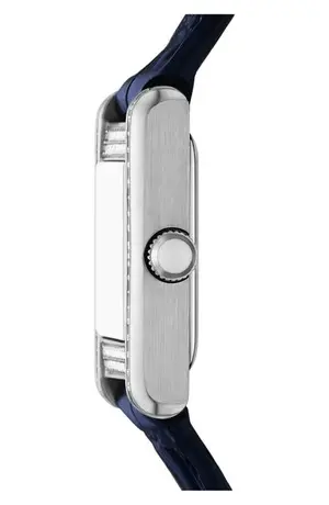 Emporio Armani Crystal Bezel Leather Strap Watch