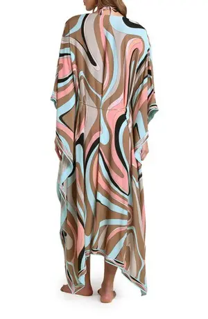 L'Agence Kara Abstract Swirl Cover-up Maxi Duster - Brown Multi