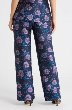 SUGARLIPS Floral Jacquard Wide Leg Pants