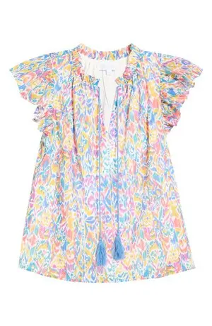 SUGARLIPS Deniza Flutter Sleeve Top - Cream-multi