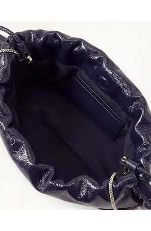 Veronica Beard Crinkle Leather Small Stash Bag - Navy
