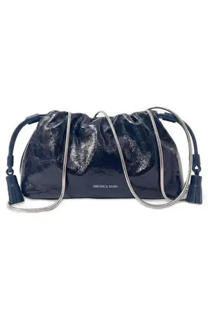 Veronica Beard Crinkle Leather Small Stash Bag - Navy
