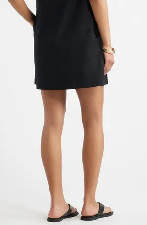 OPEN EDIT Linen Blend Shift Dress - Black