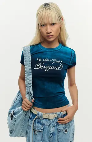 Desigual Graphic Logo Crewneck T-shirt - Blue
