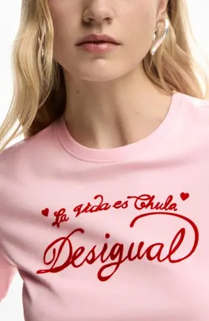 Desigual Graphic Logo Crewneck T-shirt - Pink