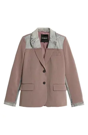 Desigual Contrasting Denim Panel Blazer