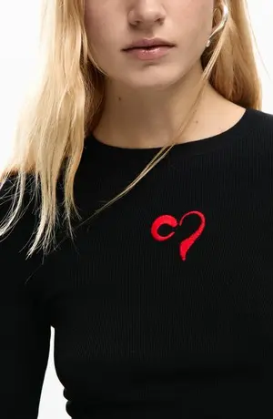 Desigual Embroidered Heart Long Sleeve T-shirt