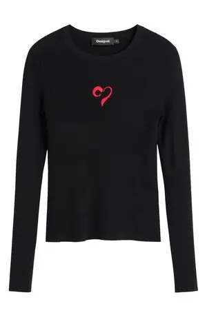 Desigual Embroidered Heart Long Sleeve T-shirt