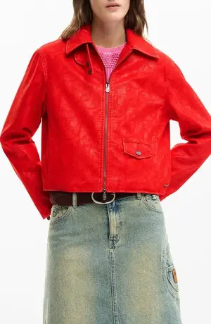 Desigual Faux Leather Zip-up Jacket