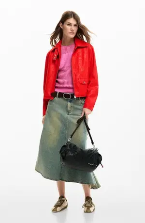 Desigual Faux Leather Zip-up Jacket