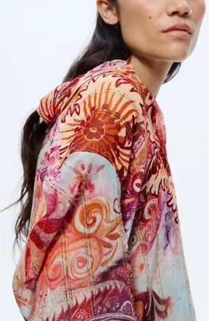 Desigual Embroidered Stripe Button-up Top