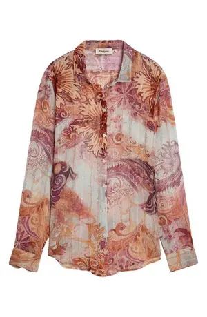 Desigual Embroidered Stripe Button-up Top