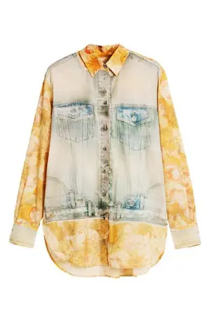 Desigual Mixed Media Button-up Shirt