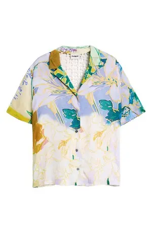 Desigual Floral Print Knit Back Button-up Shirt