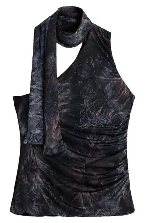 Desigual Sleeveless Top With Attached Scarf