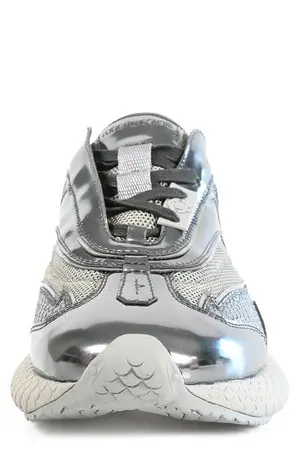 Roberto Cavalli Metallic Lace-up Running Sneakers - Silver/white/grey