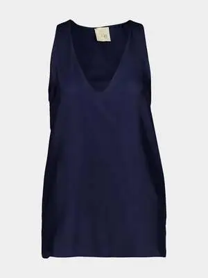 PAULA Nama Serena Peacoat Silk Tank Top - Blue