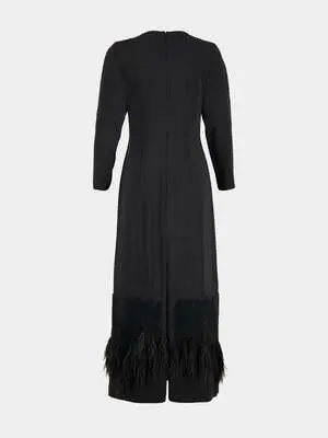 PAULA S Sakura Maxi Dress With Feather Trim