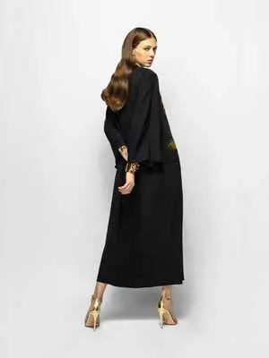 PAULA Areta Black Sequin Embroidered Kaftan