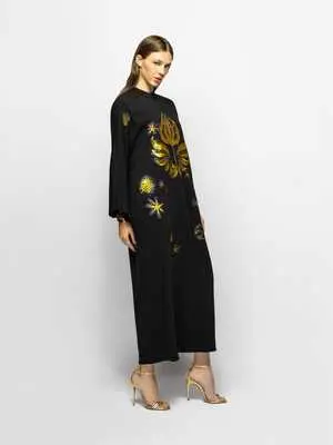 PAULA Areta Black Sequin Embroidered Kaftan