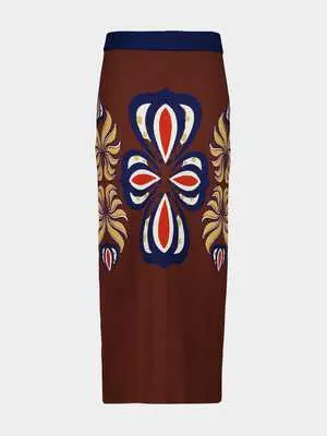 PAULA Spar Potting Soil Jacquard Knit Pencil Skirt