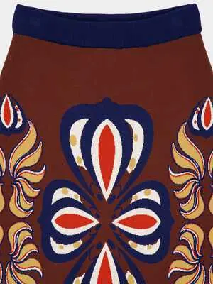 PAULA Spar Potting Soil Jacquard Knit Pencil Skirt