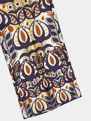 PAULA S Sonia Wonderland Printed Silk Twill Pants - Blue