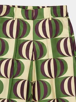 PAULA Sonia Modernchess Printed Silk Twill Wide Leg Pants