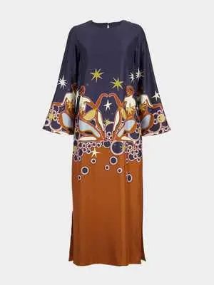 PAULA PaulaShirley Soulprint Printed Silk Twill Maxi Dress Orange