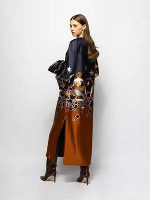 PAULA Paulashirley Soulprint Printed Silk Twill Maxi Dress - Orange