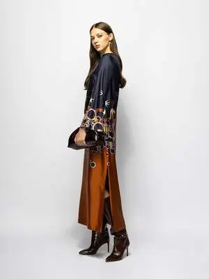 PAULA Paulashirley Soulprint Printed Silk Twill Maxi Dress - Orange