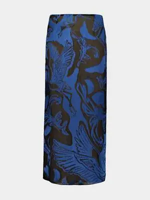 PAULA Rubina Devoré Pencil Skirt - Blue