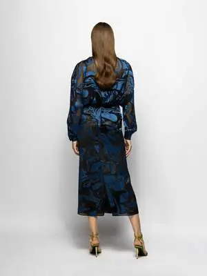 PAULA Rubina Devoré Pencil Skirt