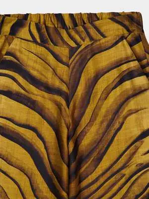PAULA Nuria Tigerstripes Wide-leg Printed Pants With Velvet Trim