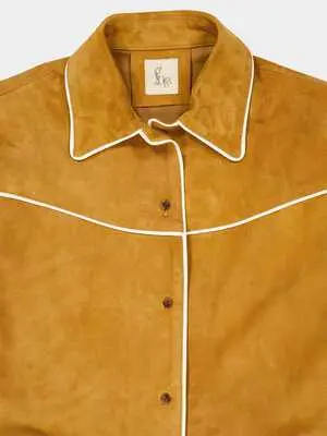 PAULA Narcisa Golden Suede Embroidered Cowboy Shirt
