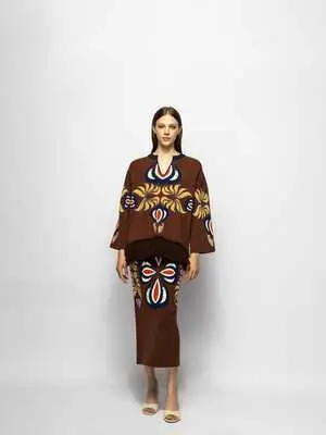 PAULA Jade Jacquard Sweater With Fringe