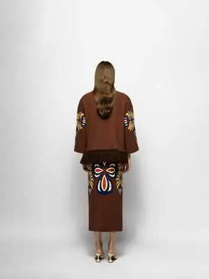PAULA Jade Jacquard Sweater With Fringe