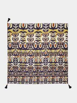 PAULA Granita Wonderland Printed Silk Twill Scarf With Trims - Blue