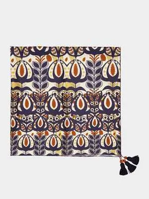 PAULA Granita Wonderland Printed Silk Twill Scarf With Trims