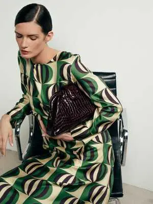PAULA Gray Modernchess Printed Silk Twill A-line Dress - Multicolour