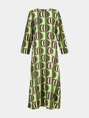 PAULA Gray Modernchess Printed Silk Twill A-line Dress - Multicolour