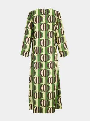 PAULA Gray Modernchess Printed Silk Twill A-line Dress - Multicolour