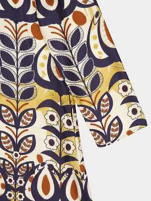 PAULA Gray Wonderland Printed Silk Twill A-line Maxi Dress - Blue