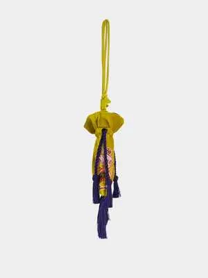 PAULA Embroidered Velvet Drawstring Bag With Tassels - Multicolour