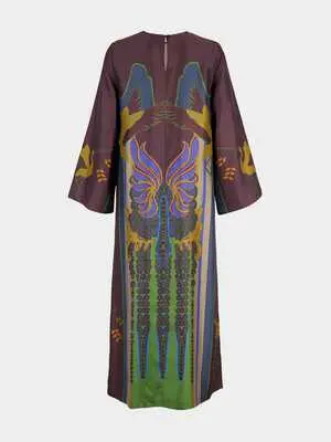 PAULA Celina Fairytail Turtleneck Printed Silk Twill Dress