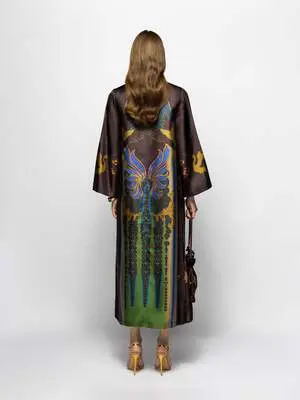 PAULA Celina Fairytail Turtleneck Printed Silk Twill Dress