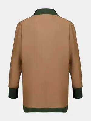 PAULA Diane Timberwolf Silk V-neck Long-sleeve Top - Brown
