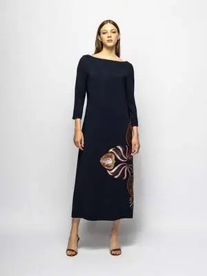 PAULA Name Bellona Sequin Embroidered Long Dress - Black
