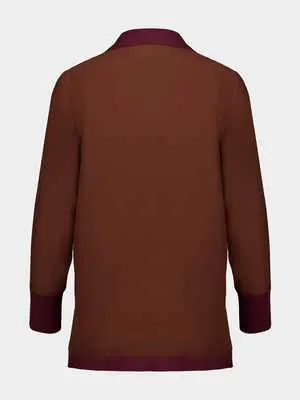 PAULA Diane Potting Soil Silk V-neck Long-sleeve Blouse - Brown
