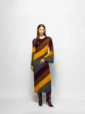 PAULA S Choice Curie Multi Stripes Knitted Cut-out Back Dress
